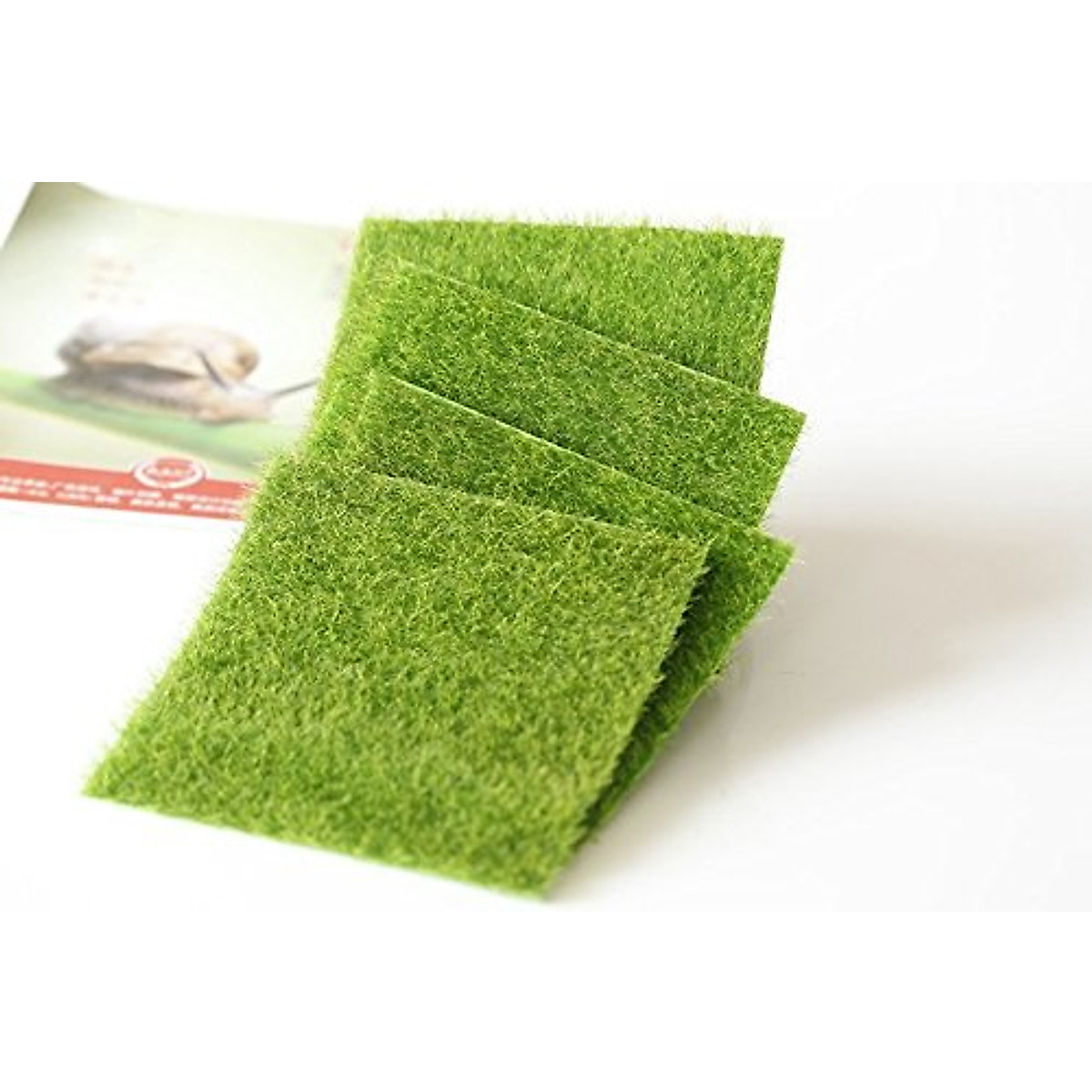 SUN-E 4 Pcs Life-Like Fairy Artificial Grass 6''x 6'' Miniature Ornament Garden Dollhouse Garden DIY Grass Home Office School Indoor Decoration