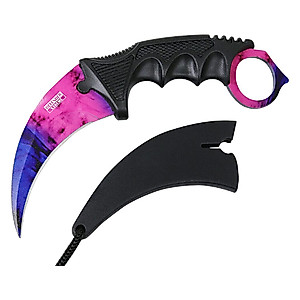 Defender-Xtreme Pink/Blue Blade Hunting Survival Fixed Blade Knife 3cr13 Stainless Steel