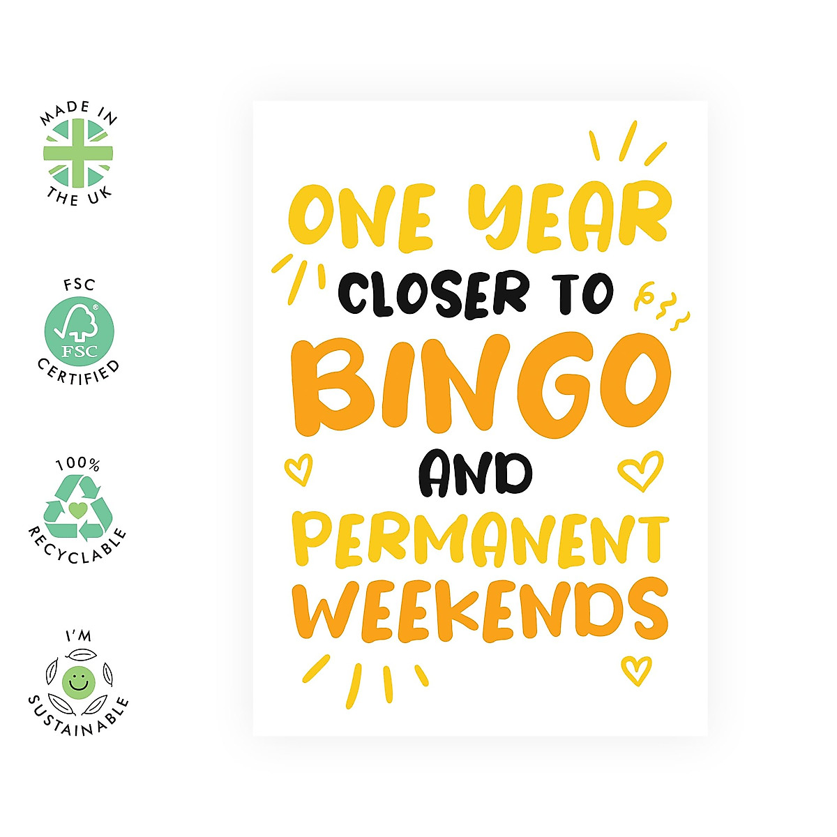 CENTRAL 23 Birthday Cards For Friends - One Year Closer To Bingo - Funny Greeting Cards For Men Women - Witty Humor For Him Her - Best Friend Brother Sister Mom Dad - Comes With Fun Stickers