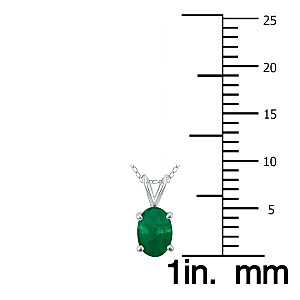 SZUL 14K White Gold 5x3MM Oval Emerald Pendant