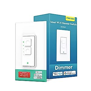 Smart Dimmer Switch Single Pole, Meross Smart 2.4GHz WiFi Light Switch for Dimmable LED, Compatible with Alexa Google Assistant and SmartThings, Neutral Wire Required, Remote Control Schedule,1 Pack