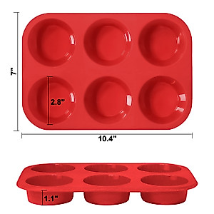 Anaeat Silicone Muffin Pan - 6 Cups Non-Stick Cupcake Molds, Food Grade Silicone Baking Tray for Making Egg Muffin, Cupcake, Quiches, Tart and Desserts, Reusable Muffin Tin Just Pop Out (2 Pack)