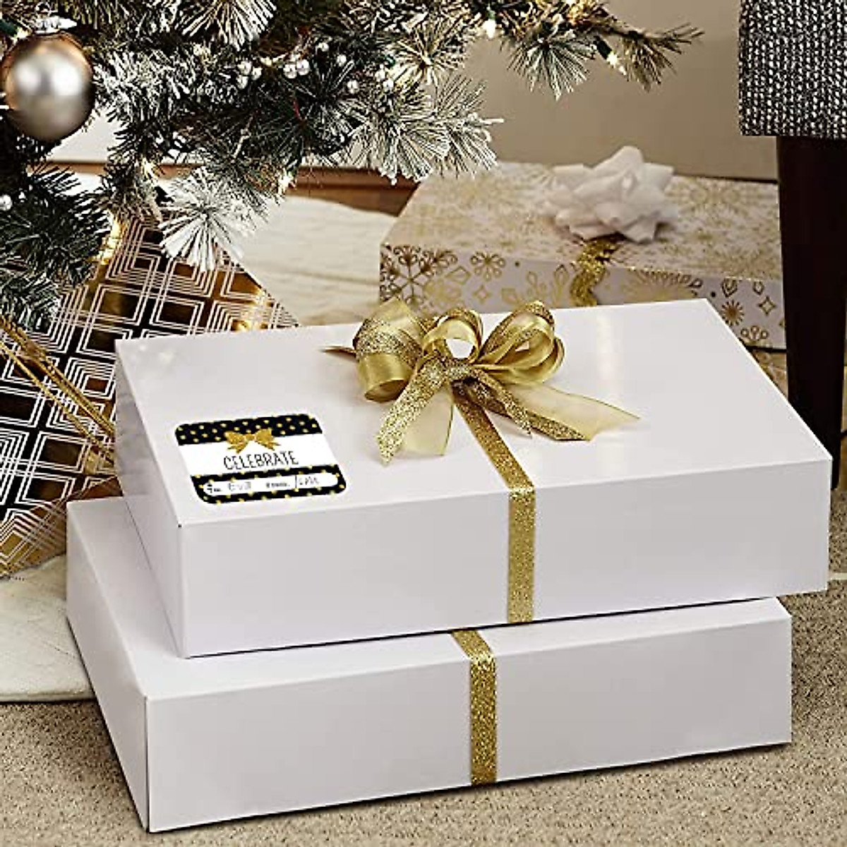 party funny 16 Assorted Size White Gift Wrap Boxes with Lids and 80 Different Birthday-Holiday Stickers for Wrapping Extra Large Clothes (Shirts, Robes, Coats, Sweaters, Jackets) and Presents