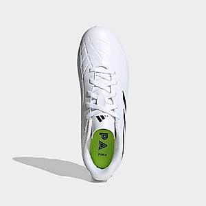adidas Copa Pure.4 Firm Ground Sneaker, White/Core Black/Lucid Lemon, 3 US Unisex Little Kid