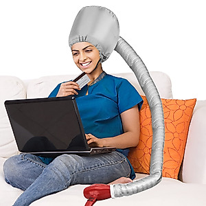 Portable Hair Dryer Bonnet Attachment for Hair Styling, Hair Color, Hair Condition and More - Silver