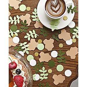 Letjolt Green Confetti Baby Shower Paper Short-Sleeve Bodysuits Scatter Golden Leaves Table Decoration Gender Reveal Birthday Confetti 150 pcs