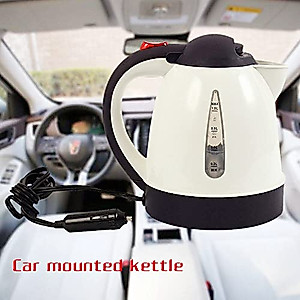 Car Kettle Electric Kettle Camping 12V 1000ml Coffee Maker Water Boiler Portable Travel Car Truck Kettle Hot Water Heater Bottle for Tea Coffee Making Cigarette Lighter Heating Cup, 150W
