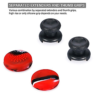 Playrealm FPS Thumbstick Extender & 3D Texture Rubber Silicone Grip Cover 2 Sets for Xbox Series X/S & Xbox One Controller(Camouflage Red)