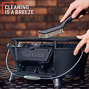 Uno Casa Hibachi Grill - Pre-Seasoned Small Charcoal Grill, Portable Charcoal Grill for Camping, Outdoors Table Top Grill Charcoal, Japanese Hibachi Grill - Waterproof Cover Included