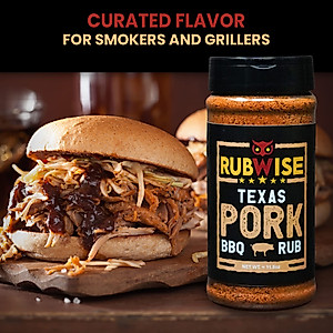RubWise Texas Style BBQ Pork Rub (1lb) | Meat BBQ Rubs and Spices for Smoking and Grilling | Dry Rubs | Pork Rib Rub Seasoning | Great on Pork Shoulder, Spare Ribs, Tenderloin, Chops, Pork Butt (No MSG)