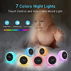 White Noise Machine with 2 Alarm Clock, 20 Soothing Sounds, 7 Color Night Light, Adjustable Volume, 5 Timer and Memory Function, Touch Control Sound Machine for Adults Babies, 2022 New Verion