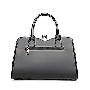 Style Strategy black purses patent leather Satchel handbags for women kiss lock bow tie Shoulder bags crossbody for women