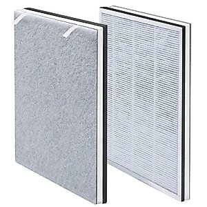 2-Pack High-Efficiency Compatible LEVOIT Vital 100, Vital 100-RF, Vital 100-RXW Hepa Filters Set, White, GHM 3-in-1 Hepa filter