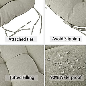 FUNHOME All Weather Patio Furniture Tufted Seat Cushion with Tie,19" x 19",Pack of 2,Waterproof Patio Chair Pads for Garden Patio Outdoor Decor-Light Brown