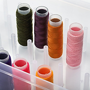 Mezchi 4 Pack 42 Slots Embroidery Thread Organizer, Clear Plastic Thread Spool Holder, Sewing Thread Storage for Embroidery and Sewing Threads