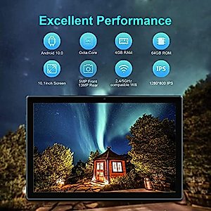 Android Tablet 10.1 Inch Tablet, 4GB RAM Octa-Core Processor, Google Certificated Wi-Fi Tablets, Dual Camera & Speaker, HD IPS Screen, Long Battery Life Tablet, Support Bluetooth (Blue)…