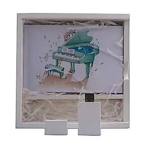 LONMAIX White Wooden USB Flash Drive 16GB and a Transparent Cover Wooden Box for Weddings, Photography, Couple (170MM*170MM*35MM)