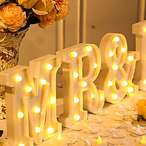 6 Pcs Mr and Mrs LED Sign 12 Pcs Flameless LED Candles 300 Pcs Artificial Rose Petals Neon Mr and Mrs Sign for Wedding Table Heart Romantic Candles Light up Letters for Romantic Night Decor (White)