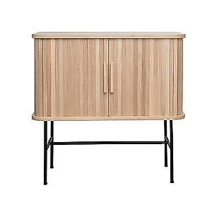 Bloomingville, Natural Wood and Metal Cabinet with Sliding Doors and 3 Storage Compartments, Black