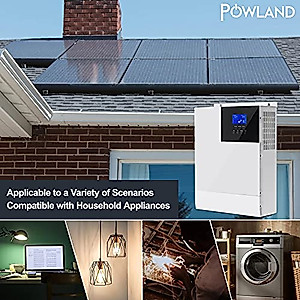 Solar Inverter 3500W Off-Grid Inverter 48V DC to 110V 120V AC, Pure Sine Wave, Built-in 80A MPPT Charge Controller, for 48V Lead Acid or Lithium Battery