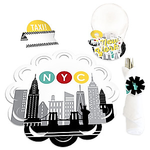 Big Dot of Happiness NYC Cityscape - New York City Party Paper Charger and Table Decorations - Chargerific Kit - Place Setting for 8