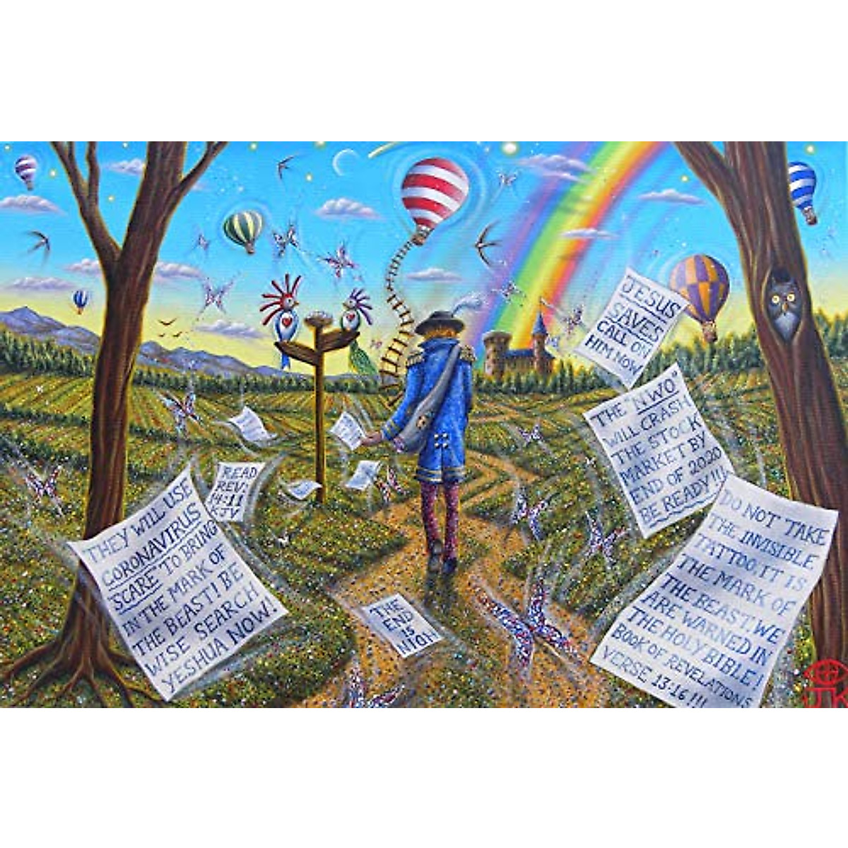 Joseph KALIHER (Texas 1970) PARABLE OF THE SOWER OF MEMES OIL on CANVAS cm 40x60
