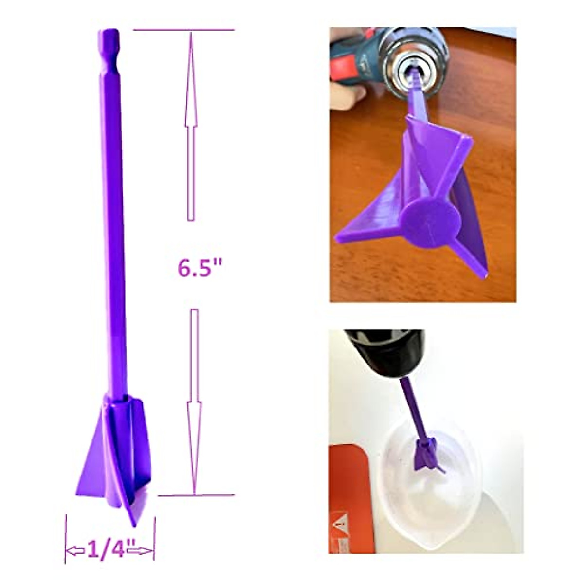 4pcs Epoxy Mixer Paddles 2pcs Silicon Brushes Epoxy Resin Mixer for Drill Paint Mixer Resin Stirrer Without Bubbles Glitter Resin Glazes Resin Molds Mixing Epoxy Tumblers Cups (Purple+Cyan)