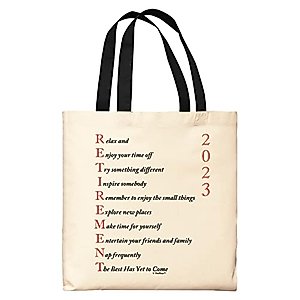 Coworker Retirement Gifts 2023 Retirement Poem Retirement Party Gift Black Handle Small Canvas Tote Bag
