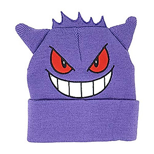 Bioworld Pokemon Gengar Embroidered Cuff Beanie Cap Hat One Size Licensed New Purple