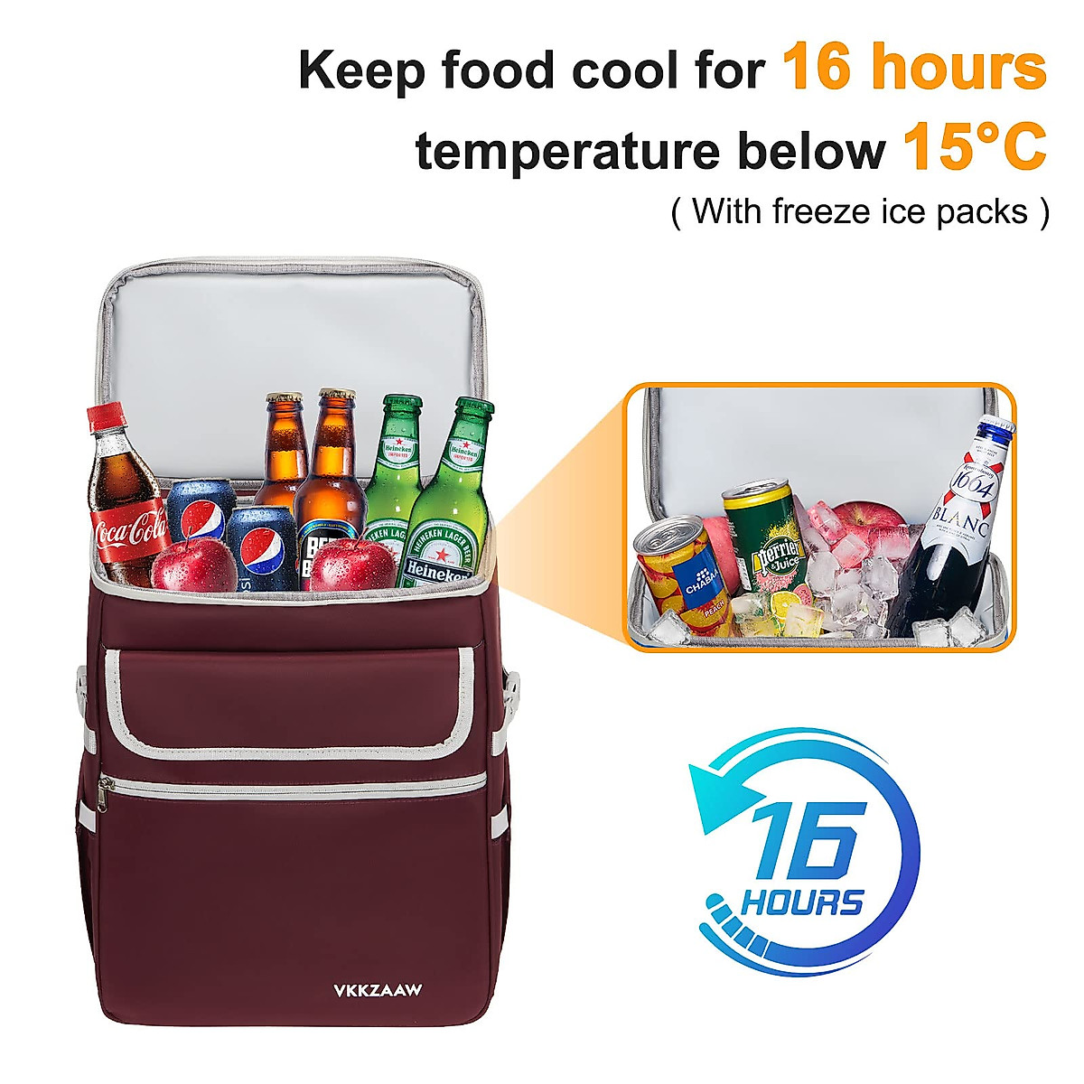 VKKZAAW Backpack Cooler Insulated Leak Proof 36 Cans,Cooler Backpack Insulated Waterproof for Men Women Beach Camping Lightweight Cooler