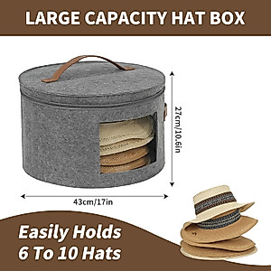 Qozary Reinforced Hat Storage Box - Hat Organizer for Women & Men Storage, Cowboy Hat Box with Support Panels, Hat Travel Case for Baseball Caps, Straw Hats - Keep Dust Off Your Hats