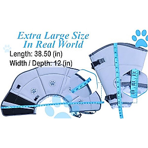 Superior Strong Oxford Cotton Lining Adjustable Buckle Pet Friendly Waterproof Secure Fit Soft & Protective Dog Cone Collar for Grooming, After Surgery Recovery, Rashes Protection (Extra Large), Gray