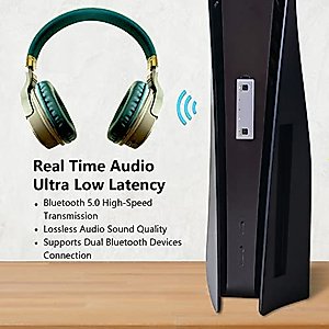 PEPPER JOBS Dual Bluetooth 5.0 USB-C Adapter, Compatible with PC/Laptop/TV/Switch/PS4/PS5, Wireless Audio Transmitter with aptX Low Latency, Dual Bluetooth Devices Connecting, 3.5 mm Mic Chat(White)