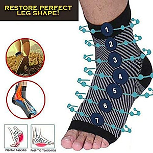 VEIRGAMO 6 Pairs Dr Sock Soothers Socks Anti Fatigue Compression Foot Sleeve Support Brace Sock For Men & Women, Foot Compression Sleeve For Pain (L/XL)