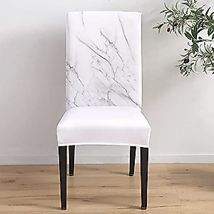 Chair Protector Seat Covers White Marble Gray Crack Stretch Removable Dining Room Chair Cover Set of 6,Modern Abstract Ink Agate Art Slipcovers for Kitchen Party Hotel Wedding