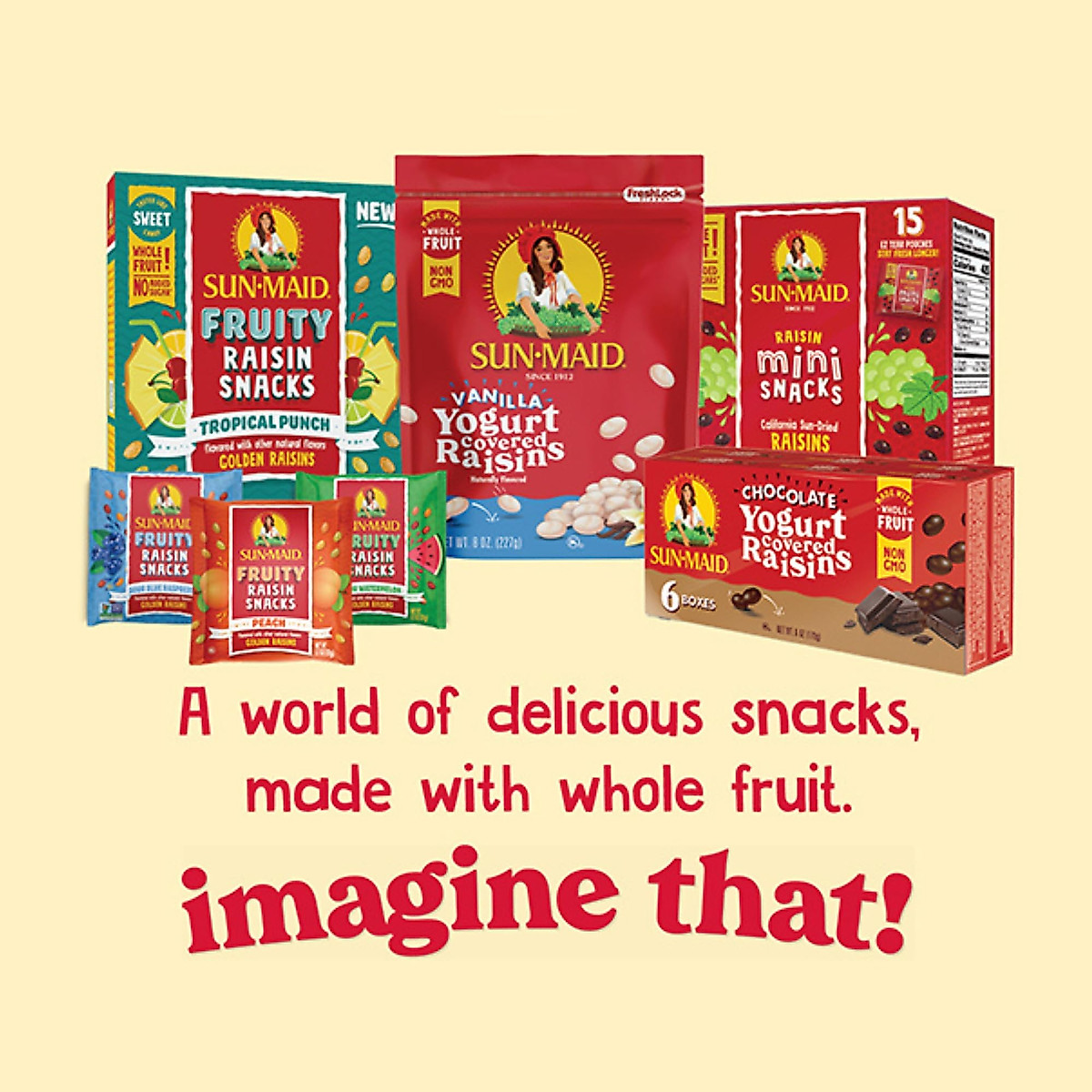 Sun-Maid Vanilla Yogurt Coated Raisins - (6 Pack) 1 oz Snack-Size Box - Yogurt Covered Dried Fruit Snack for Lunches and Snacks