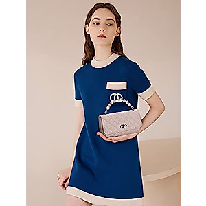 GM LIKKIE Clutch Purse for Women, Evening Envelope Quilted Wallet Bag, Crossbody Foldover Pearl Wedding Shoulder Handbag (Nude Pink)