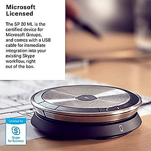 Sennheiser Enterprise Solution SP 20 ML 506050 Sound-Enhanced, User Friendly Mobile Speaker Phone For Desk Mobile Phone Softphone PC Connection Skype for Business Certified, Silver, EXPAND SP 20