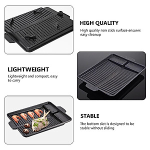MAGICLULU 1pc Baking Pan Medical Stone Indoor Griddle Camping Stove Pan Nonstick Grill Plate Indoor Bbq Grill Stovetop Grill Pan Bbq Grill Accessories Gill Pan South Korea Portable Aluminum