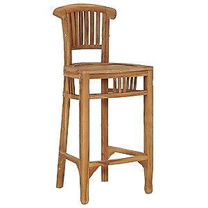 vidaXL Solid Teak Wood Bar Stool - Scandinavian-Style Indoor/Outdoor Seating Ideal for Kitchen, Dining Room and Garden Area - Durable Weather Resistant Finish