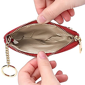 SENDEFN Coin Purse for Women, Genuine Leather Coin Purse Key Chain for Women, Coin Pouch Change Purse