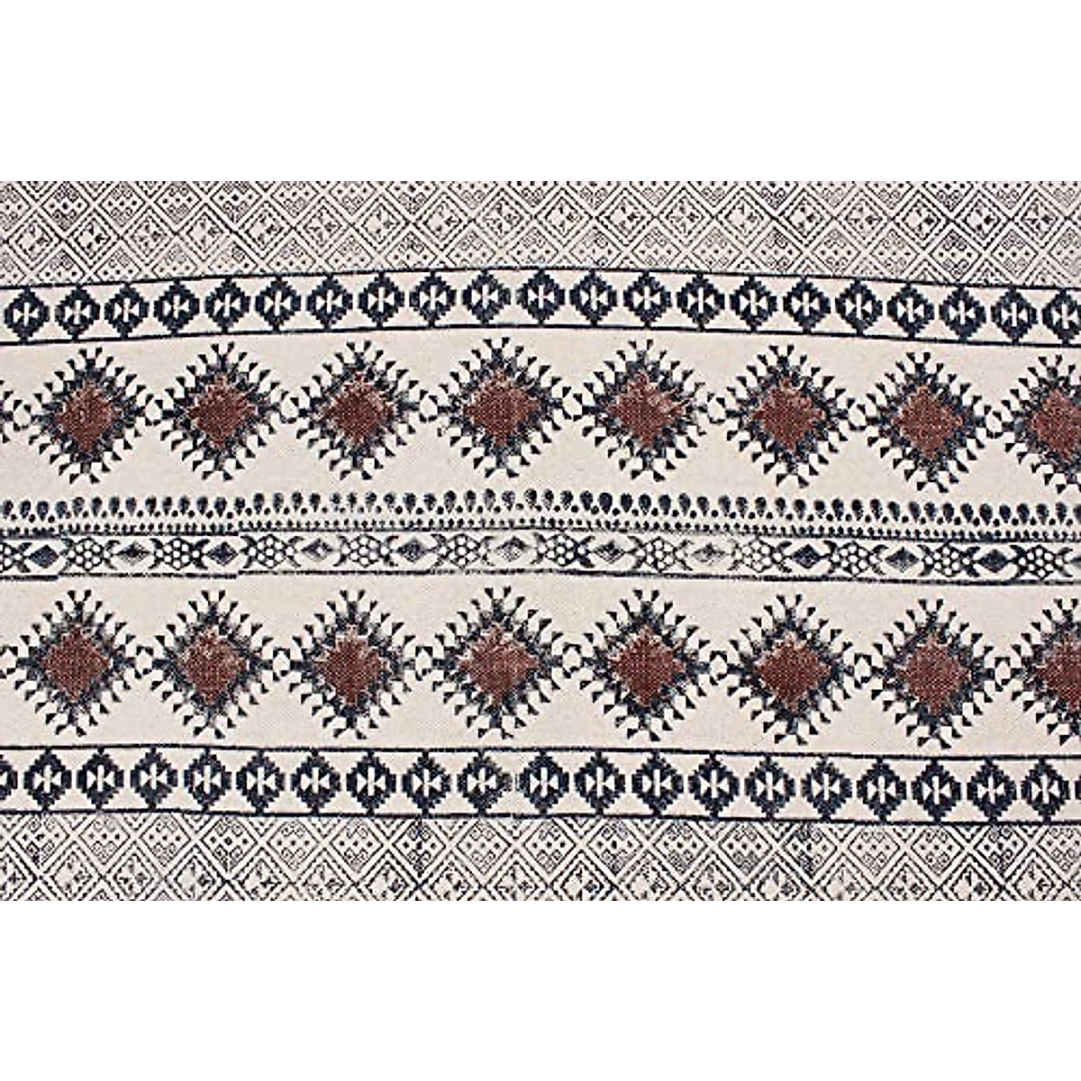 Casavani Indian Handmade Cotton Dhurrie Geometric Brown & Gray Area Rug Boho Kilim Flat Weave Rug Indoor Hall Room Decor Carpet Throw Rugs for Bedroom Living Room Bathroom Balcony 5x8 Feet