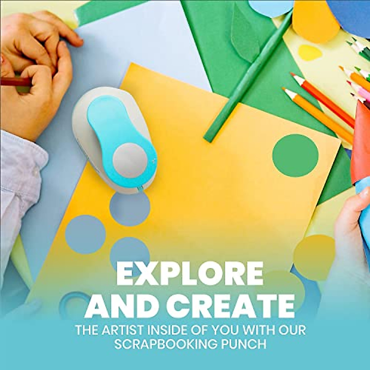 BearBoss 5 Circle Paper Punch, Handmade Scrapbook Paper Puncher, Different Size of Scrapbooking Punches Crafting Designs for Office Supplies, Card Making, DIY Albums Photos, Classic White