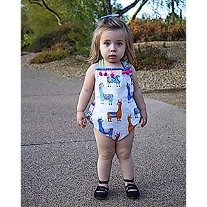 Lamuusaa Newborn Infant Toddler Baby Girls Colourful Alpaca Pattern Tank Tops Summer Bodysuit Romper Jumpsuit (80/6-12M, Multicoloured)