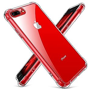 CANSHN Clear Designed for iPhone 8 Plus Case & iPhone 7 Plus Case, [Military Drop Protection] [Not Yellowing] Shockproof Protective Phone Case with Soft TPU Bumper, Slim Thin Case for iPhone 7/8 Plus