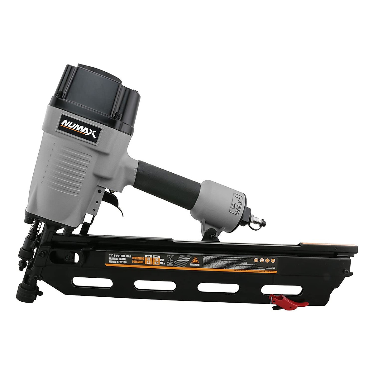 NuMax SFR2190WN Pneumatic 21 Degree 3-1/2" Full Round Head Framing Nailer with Nails (500 count)