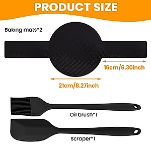 2pcs Baking Mats for Dutch Oven, Reusable Non-stick Silicone Bread Sling with Measurement, Long Handle Baking Mat, Oil Brush and Scraper for Making Bread