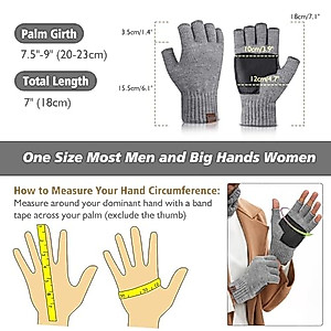 MAYLISACC 2 Pair Half Finger Knit Gloves without Finger Tips Winter, Warm Fingerless Gloves for Typing Stretchy Knit Grey
