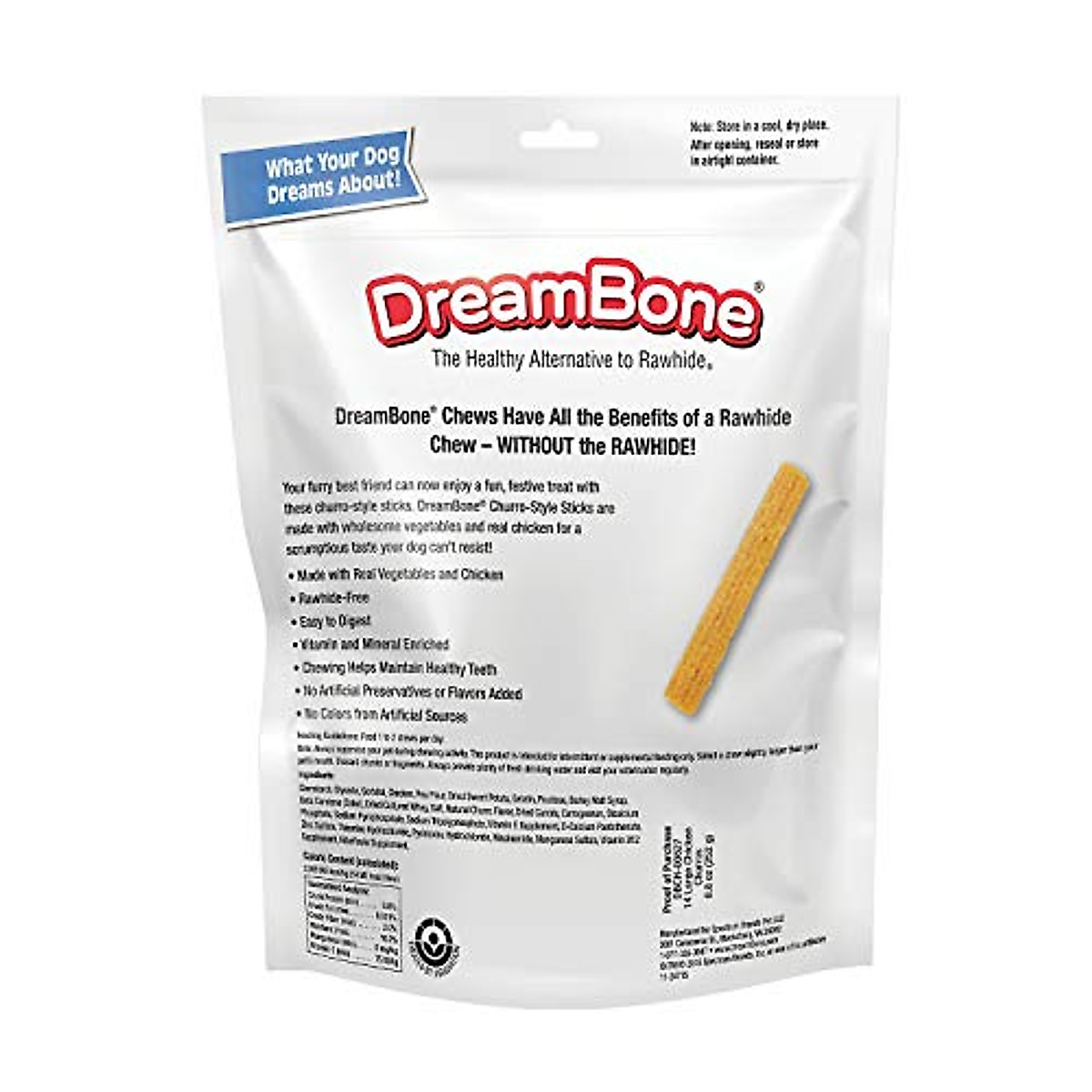 DreamBone Churro-Style Sticks 14 Count, Made with Real Chicken, Rawhide-Free Chews for Dogs