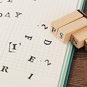 Wooden Rubber Stamps Kit, 36pcs Vintage Wooden Rubber Alphabet Letter Number Stamps Set, Craft Ink Stamp Stamper Seal Set with Wooden Storage Box - for Card Making, DIY Planner, Scrapbooking
